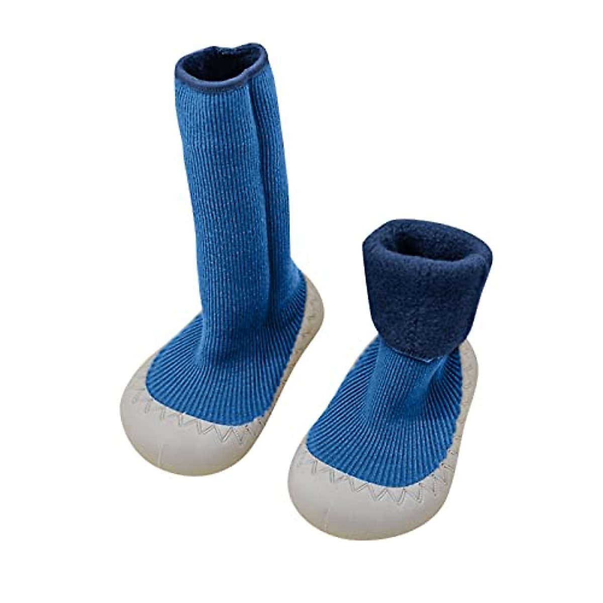 Lykmera Infant Toddle Footwear Winter Toddler Shoes Bottom Indoor Non Slip Warm Floor Socks Shoes Long Fleece Socks Shoes (Blue, 18-24 Months)