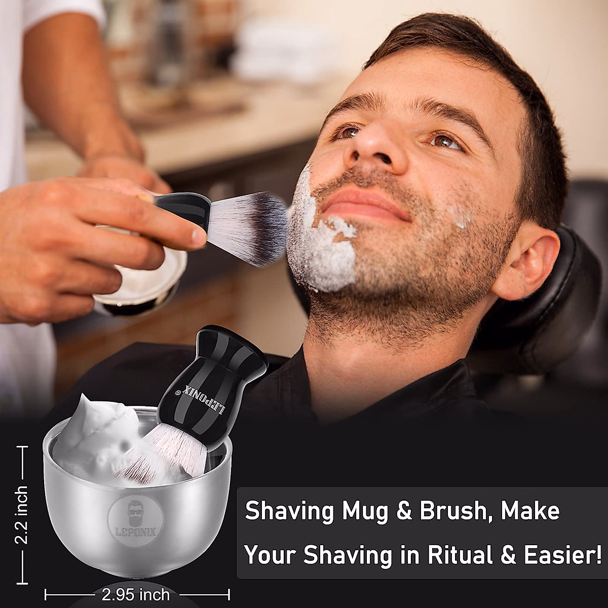 Shaving Kit for Men-Includes Straight Edge Razor Kit, Sandalwood Shaving Soap, Shaving Cream, Mens After Shave Balm, Pre-Shave Oil,Shaving Brush and Bowl, Gift Set Stocking Stuffers (Sandalwood)