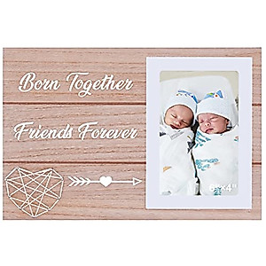 Twin Baby Picture Frame Gift for New Mom Dad Couple - Photo Frame Gift for Dad Mom Of Twins - Born Together Friends Forever - Twins Baby Gift for Mother Father