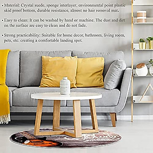 Niaocpwy Guitar with Bright Sketch in Wooden Interior Non Slip Round Rug Pads for Bedroom Bathroom Kitchen Teen’s Room Decor for Girls Boys Floor Mat Study Chair Pad Area Rug 3.3'