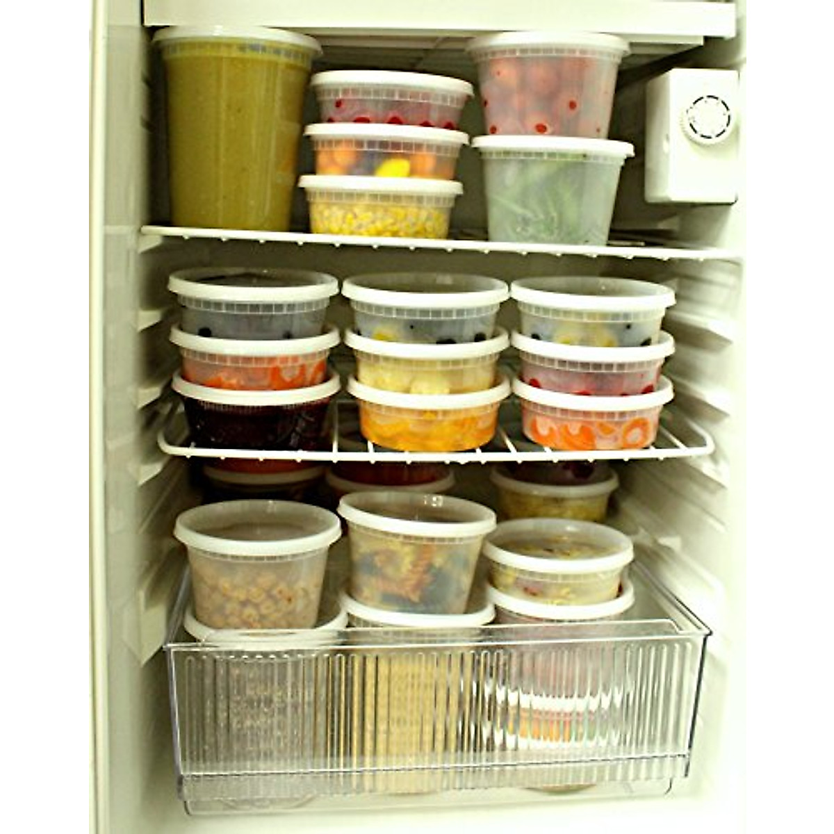 PARTY BARGAINS [36 Pack Food Containers with Lids - 8oz, 16oz, and 32oz Size Bundle, 12 Pcs Each - Deli Containers for Food, Temperature Resilient, Leak Proof & Reusable