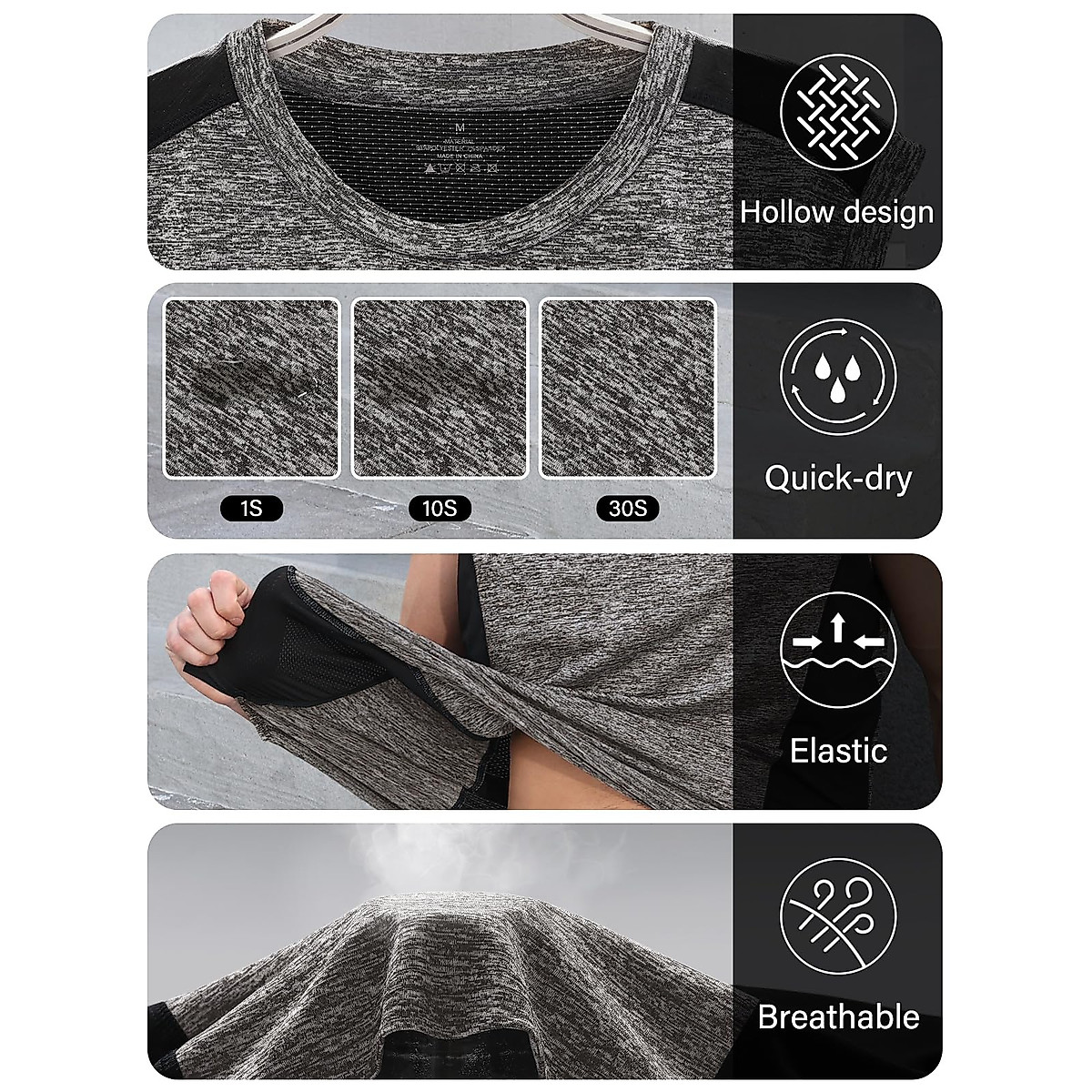 AMVELOP 4 Pack Men's Workout Tank Tops Sleeveless Quick Dry Gym Muscle Shirts Darkgray Navy Red Purple M