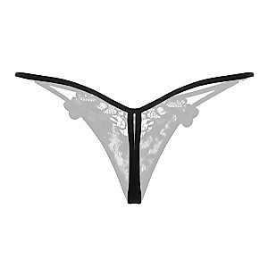 SLITHICE Women Sexy Floral Y-Back G-String Panties (as1, alpha, s, regular, regular, Black)