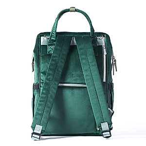 SUNVENO Velvet Stitching Diaper Bag Backpack Large Capacity Tote Shoulder Nappy Bag Organizer for Baby Care with Insulated Pockets,Waterproof Fabric, Green