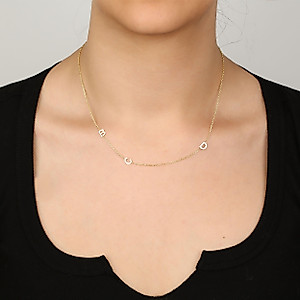 Dainty Initial Letter 14k Solid Gold or Silver Necklace, Minimal Letter Necklace, Gold Multiple 1 2 3 4 Letters Necklace, Bridesmaid Gift, Choker Personalized Sideways Necklace, Jewee Diamond