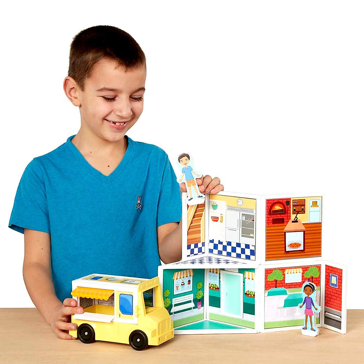Melissa & Doug Magnetivity Magnetic Tiles Building Play Set – Pizza & Ice Cream Shop