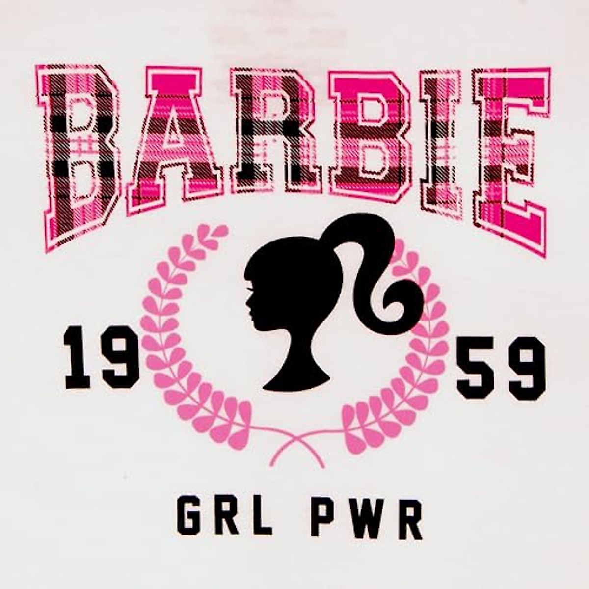 Barbie Girls Short Sleeve T-Shirt 2-Pack, Logo Girl Power Short Sleeve Tees 2 Pack Bundle Set for Girls (Size 6/6X, White/Black)