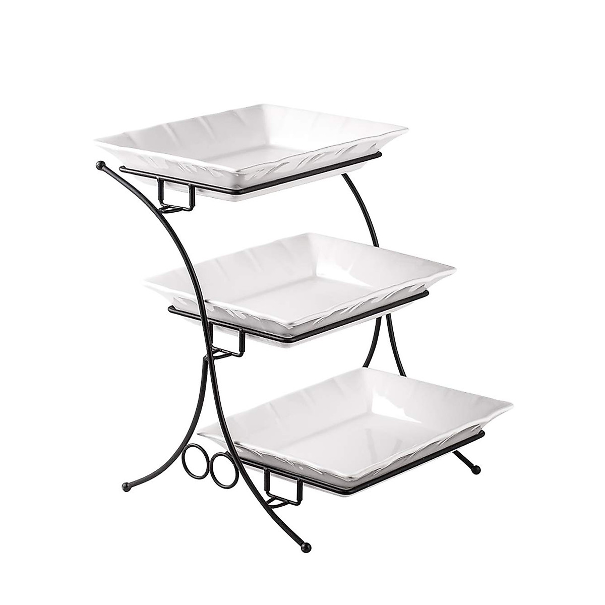 YHOSSEUN Porcelain Baking Set with Stand Tiered Serving Stand 3 Tier Buffet Server with Casserole Perfect Tray for Serving Display Large Size