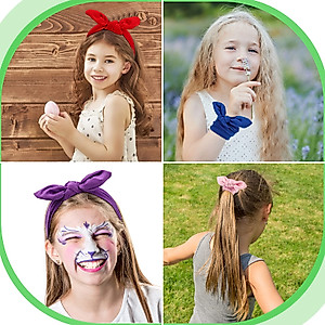 Giegxin 12 Pack Colorful Polyester Cloth Headbands for Girls Removable Rabbit Ear Bow Hairbands Hair Accessories, 12 Colors
