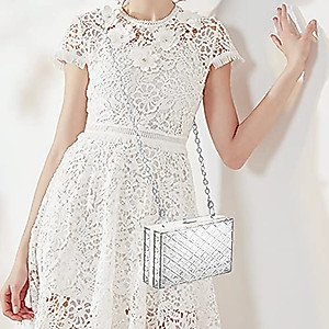 BUBYVV Women Clear Purse, Acrylic Evening Clutch Bag, Shoulder Handbag With Removable Gold Chain Strap (silver)