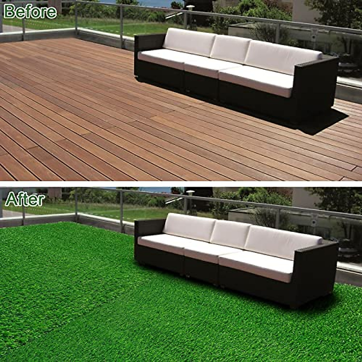 U'Artlines Artificial Grass Rug 4FTX6FT(24 Square FT), 1.2 Inch Realistic Grass Turf Thick Fake Faux Grass Carpet Patio Mat Indoor Outdoor Lawn Landscape for Dogs Garden Backyard Balcony