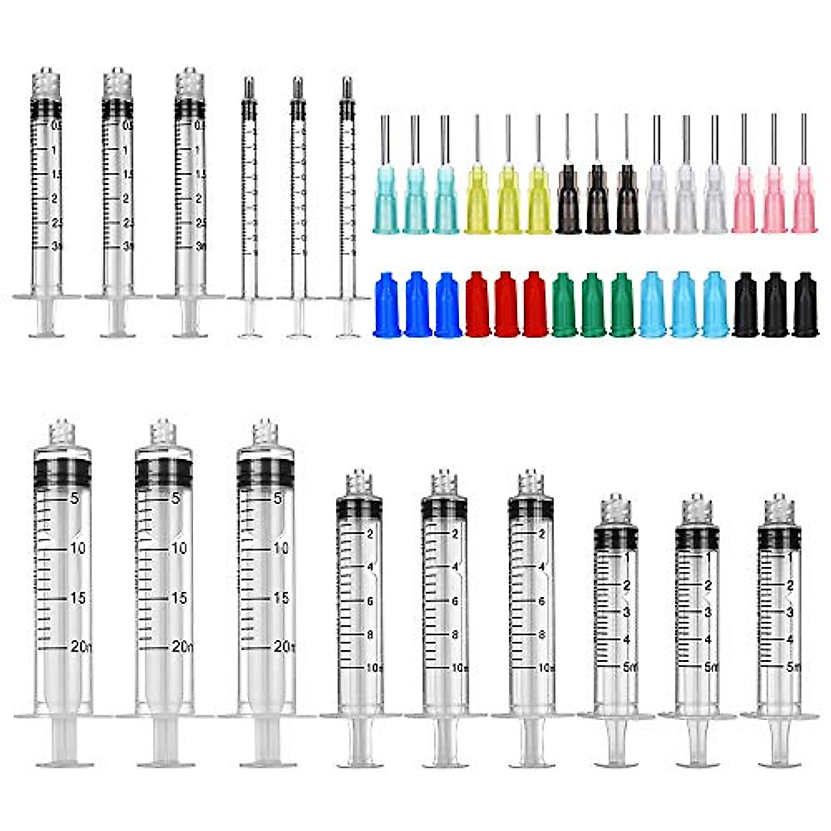 Blunt Tip Food Syringe with Needle - Resin Refilling Glue Lube Liquid Plastic Syringes, 15 Pack - 20, 10, 5, 3, 1ml/cc Syringes for Lip Gloss Base Ink Precision Oil Craft Applicator