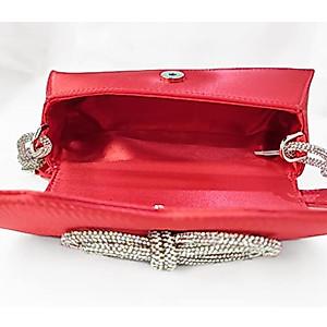 Double Bow Rhinestone Evening Handbag for Women Mini Hobo Bag Tote Bag Elegant Purses for Wedding Travel Party