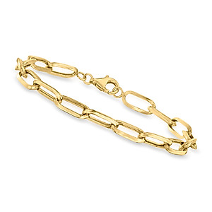 Canaria 10kt Yellow Gold Paper Clip Link Bracelet. 8 inches