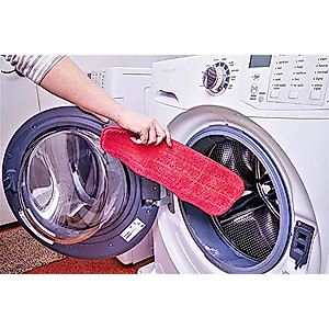 Washable Microfiber Mop Pads (3 Pack) - Microfiber Replacement Mop Pads Heads 16.53 x 5.4Inches for Cleaning of Wet or Dry Floors - Professional Home/Office Cleaning Supplies, Red