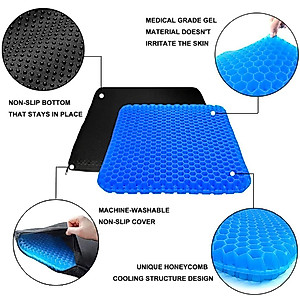 Ecofeen Gel Seat Cushion - Non-Slip Egg Seat Cushion Chair Pads - Office Chair Car Seat Cushion for Sciatica & Back Pain Relief - Coccyx Cushion for Home, Wheelchair, Computer, Desk Chair, Truck