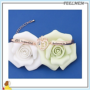 FEELMEM Birthday Gifts Bracelet 12th 13th 16th 18th 30th 40th Crown Queen Charm Bracelet Birthday Gift for Daughter Niece (13th-Rose gold)
