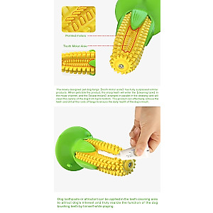ASWER Dog Toothbrush Chew Toy for Aggressive Chewers Corn Dog Teeth Cleaning Squeaky Toys Durable Dog Dental Care Chew Stick for Large Medium Small Breed Puppy with Suction Cup
