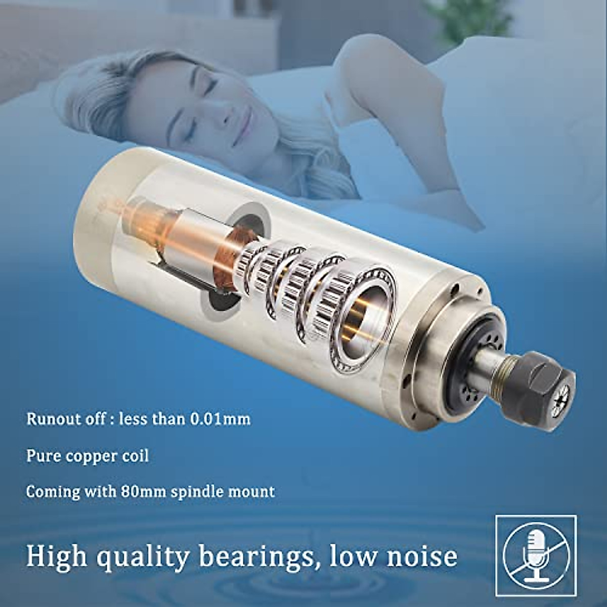 RATTMMOTOR CNC VFD Spindle Motor Kits 2.2KW 220V Water Cooled Spindle Motor Φ80mm ER20 400Hz 24000RPM+VFD Drive Inverter+80mm Motor Mount Clamp+14pcs ER20 Collet+80W Water Pump for CNC Router