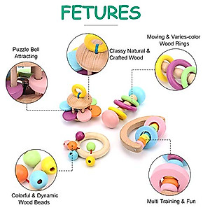 DOHAOOE Large Bird Toys for Foot Parrot Handheld Interactive Toys, 4 Pack