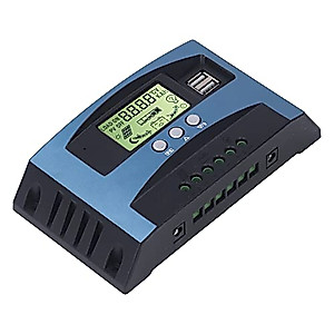 MPPT Solar Controller, 12V 24V Aluminum Alloy High Efficiency Accurate Display Full Protection Solar Panel Regulator for Home(40A)