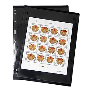 MUDOR Vario Stamp Pages for Stamp Album Binder, 10 Sheet (20 Page) 1 Row Pages for Stamp Collectors, Professional Pack (1 Row)