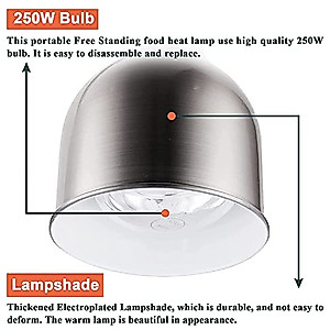 Food Warmer Commercial Heating Lamp, Adjustable Food Heat Lamp, Commercial Food Warmer Buffet Server for Parties Buffets, Buffet Restaurant Equipment,Brown