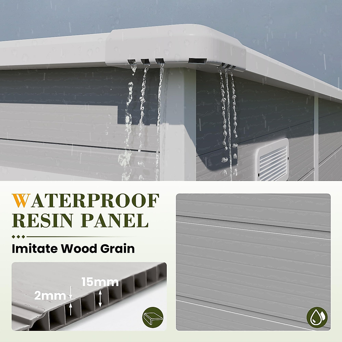 UDPATIO Outdoor Storage Shed 6 x 6 FT, Resin Garden Sheds Plastic Patio Outdoor Storage with Lockable Door for Tool, Bike, Garbage Can Gray White