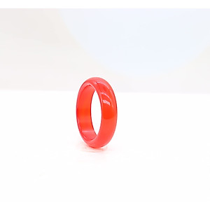 ZZ ZINFANDEL Carnelian Crystal Rings Natural Carnelian Gemstone Band Ring for Women Carnelian Smooth Round Donut Ring