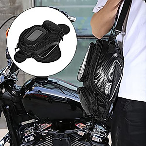 X AUTOHAUX Universal Motorcycle Tank Bag Backpack Motorbike GPS Bag Magnetic Gas Oil Fuel Tool Saddlebag Oxford Waterproof Black