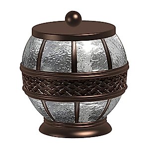nu steel Resin Crackled Ice Bathroom Vanity Countertop Storage Organizer Canister Jar for Cotton Swabs, Rounds, Balls, Makeup Sponges, Bath Salts - Oil Rubbed Bronze