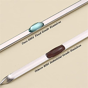 12PCS Kabob Skewers Flat Metal Stainless Steel BBQ Barbecue Skewer 14" Anti-Roll Heavy Duty Shish Kebob Sticks Wide Reusable Grilling Skewers Set for Meat Shrimp Chicken Vegetable Kebab Fork Sausage…