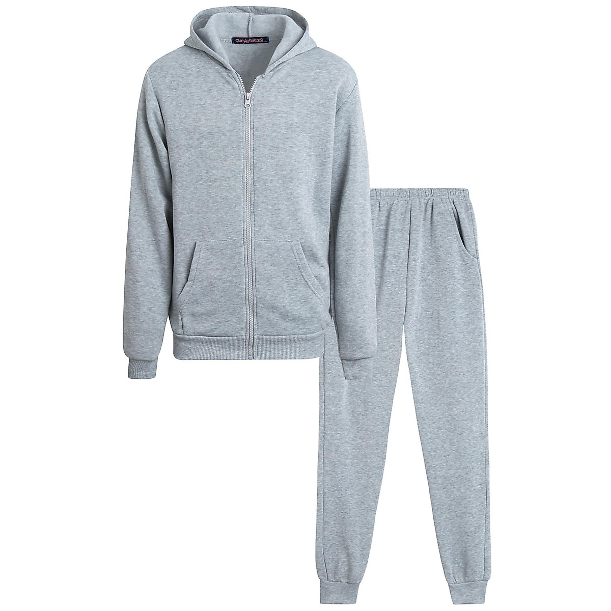Coney Island Boys Active Tracksuit Set - 2 Piece Fleece Zip Up Hoodie Sweatshirt and Jogger Sweatpants for Boys (Sizes: 5-16), Size 8, Heather Grey