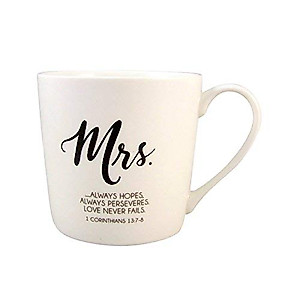 Mr. and Mrs. Coffee Mug Set with Love is Patient Bible Scripture, Set of 2, 12 Ounce