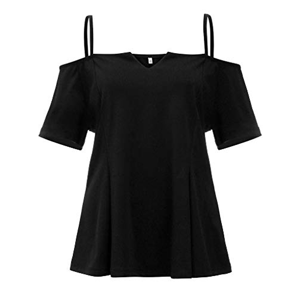 Womens Short Sleeve T Shirt Cold Shoulder Solid Color Blouse Flowy Loose Tops Camisole Tank Tops Plus SizeTunic