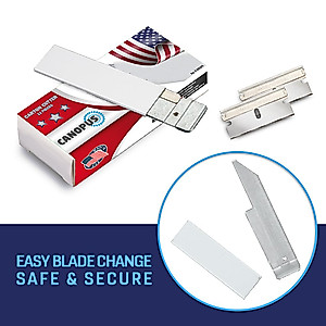 CANOPUS Box Cutters Retractable, Handy Cardboard Opener, Tap Open-Close, Utility Knife Set for Boxes, Packages and Papers, Works Also as Scraper, Full Metal Body, Box of 12, Made in USA