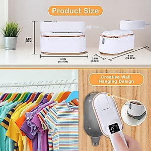 Mini Steam Iron for Clothes, Biupky Travel Steamer for Clothes Portable Steamer Travel Iron, Micro Steam Iron Mini Handheld Steamer Support Dry And Wet Ironing for Home Travel (White-Led Display)