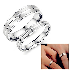 His or Hers Matching Set Titanium Stainless Steel Couple Wedding Band Set in a Gift Box