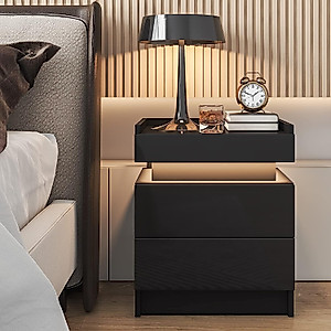 HOMMPA 06 WB-BL Nightstand, 1 Pcs, Black W/Side