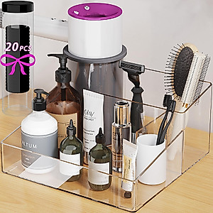 VITVITI Hair Tool Organizer and Hair Dryer Holder, Acrylic Curling Iron Holder Countertop for Bathroom, Clear Hot Styling Tools for Vanity Straightener/Makeup Brush/Toiletries