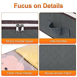 Under Bed Storage Bags for Bedroom, Large Capacity Clothes Storage Bins, Foldable Bed Storage Containers with Clear Window for Clothes Comforter Blanket Clothing Sweaters Pillows, Toys (90L, 6 Pack)