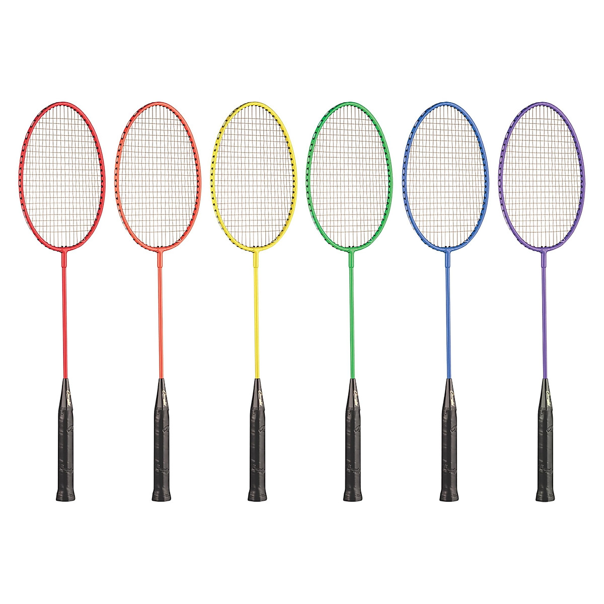 Champion Sports All Steel Shaft and Frame Badminton Racket - Set of Six Colors