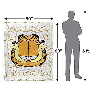 Garfield Blanket, 50"x60", Name Repeat Silky Touch Sherpa Back Super Soft Throw