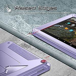 Fintie Case for Amazon Fire HD 10 and Fire HD 10 Plus Tablet (Only Compatible with 11th Generation 2021 Release), [Tuatara] Rugged Unibody Hybrid Kickstand Cover w/Built-in Screen Protector, Lilac