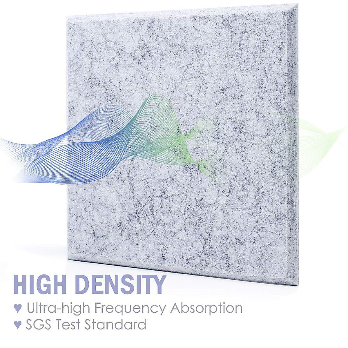 Jardeon Sound Proof padding Large Acoustic Panels Silver Gray Sound Absorber Decoration Wall Panels, Beveled Edge, 16'' X 16'' X 04'', 6 Pack