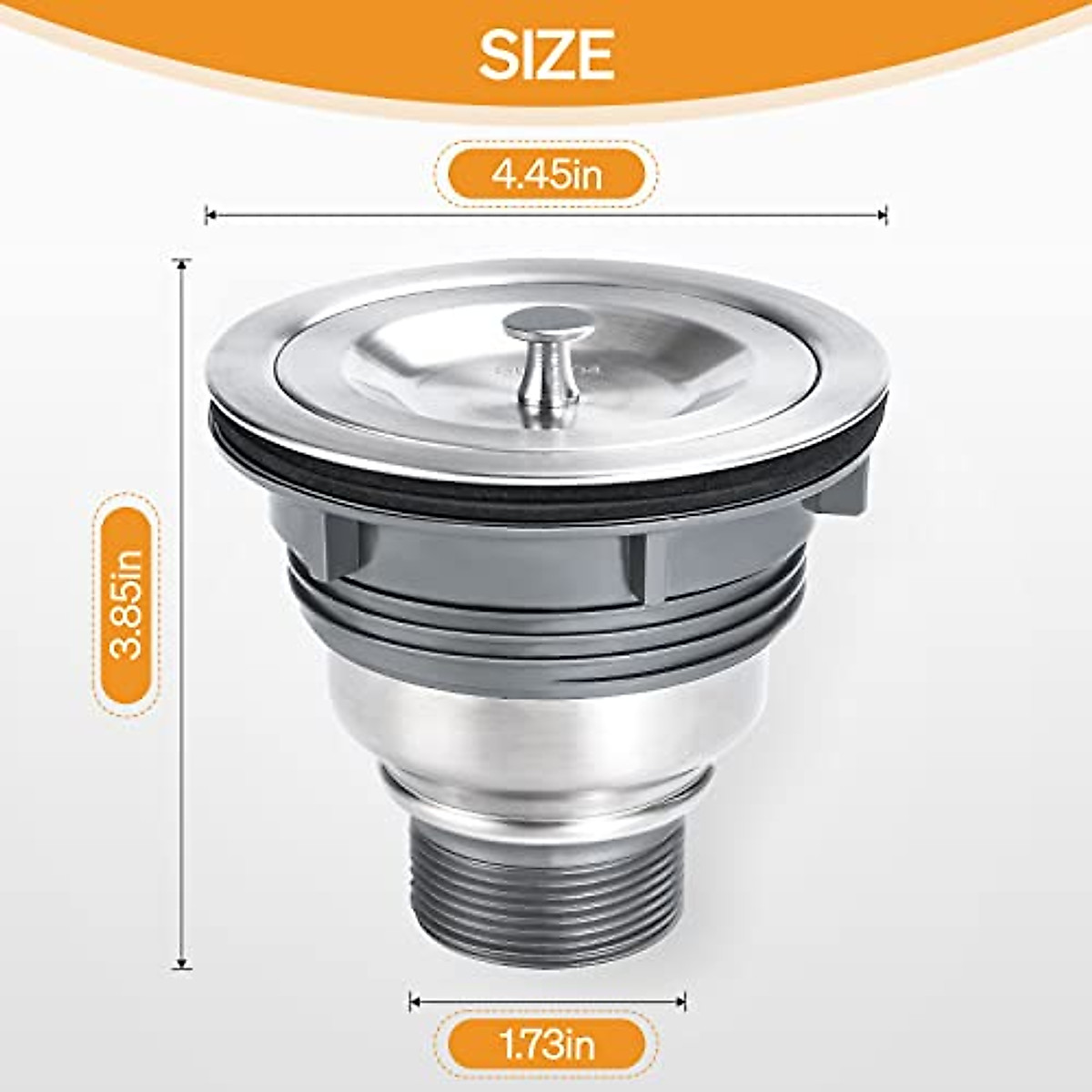 ANVAVA Kitchen Sink Drain 3-1/2 Inch Sink Drain Assembly Kit with Removable Kitchen Sink Drain Basket and Sink Stopper Sealing Lid, Tailpiece Retaining Nut, Stainless Steel