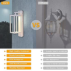 illumishin Outdoor Wall Light Fixtures Exterior Waterproof Wall Lanterns Porch Sconces Wall Mounted Lighting with Glass Shades, Modern Matte White Wall Lamps for Patio Front Door Entryway Garden
