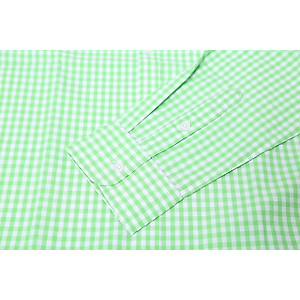 Men Plaid Cotton Casual Slim Fit Long Sleeve Button Down Dress Shirts Light Green