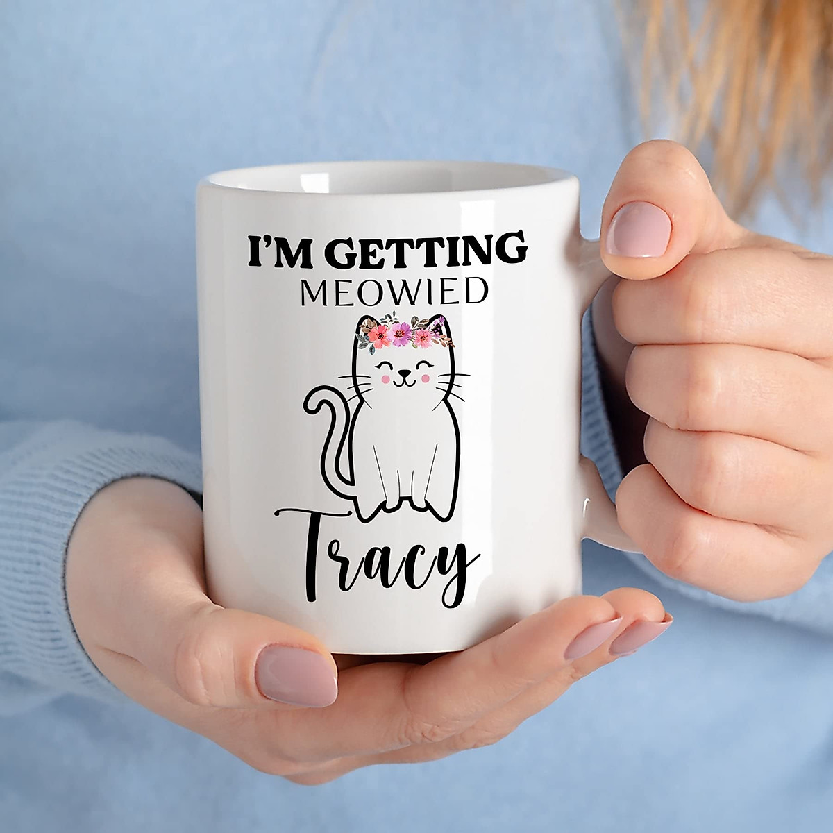 I'm Getting Meowied Couples Mug Set of 2 Personalized Gift With Name Gifts For Engagement, Wedding, I'm Getting Meowied Mugs Sets Gift For Couples, Bridal Shower, Fiancee and Fiance, Him And Her
