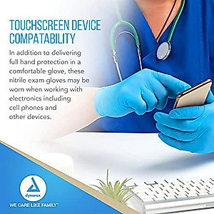 Dynarex Safe-Touch Disposable Nitrile Exam Gloves, Powder-Free, Latex-Free, Touchscreen Friendly & Used by Professionals, Blue, Medium, 1 Box of 100 Safe-Touch Disposable Nitrile Exam Gloves